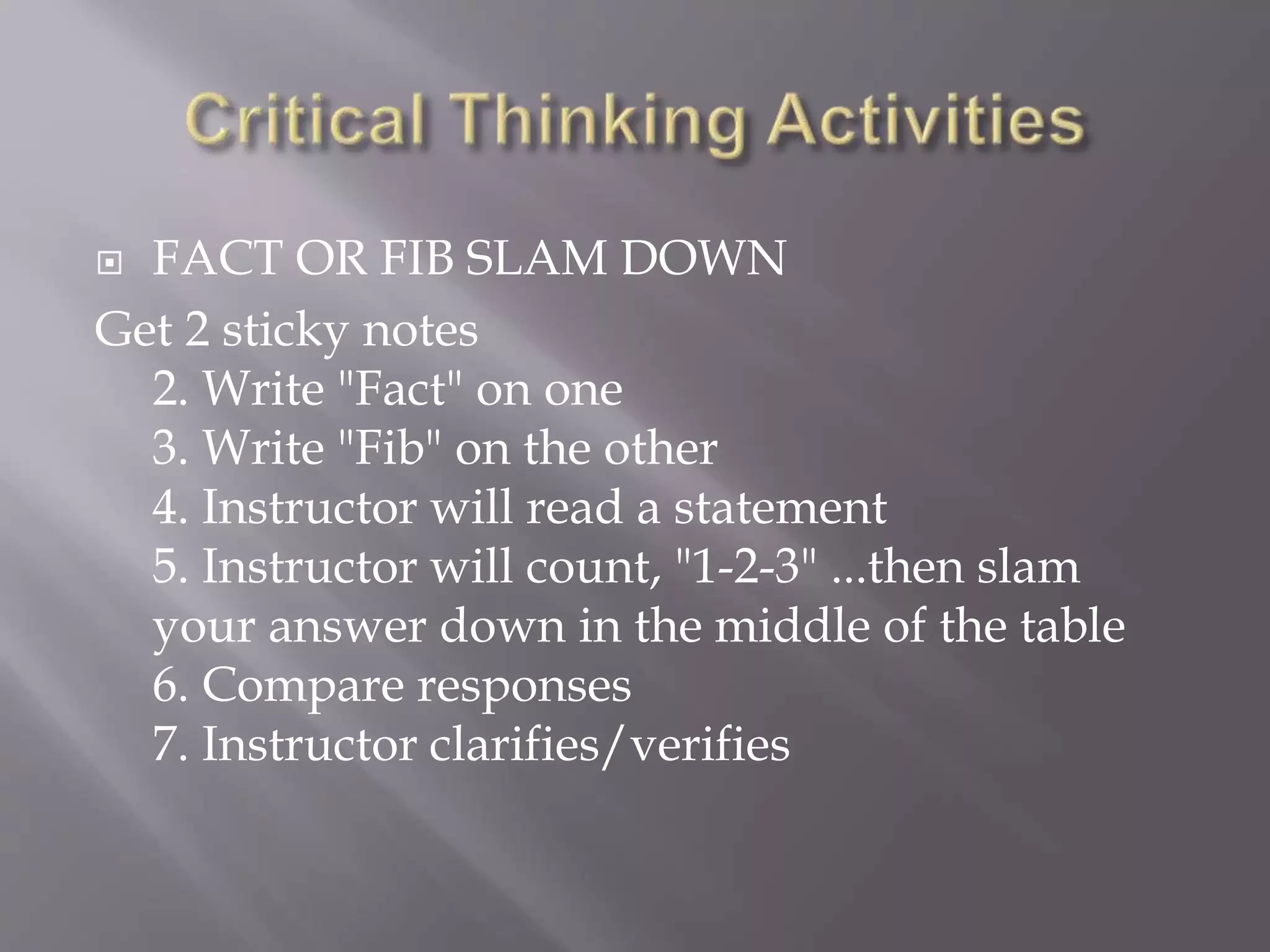 Categories of thinking ppt | PPTX