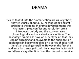 Categories of tv commercials | PPTX | Advertising Industry | Industries