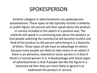 Categories of tv commercials | PPTX | Advertising Industry | Industries