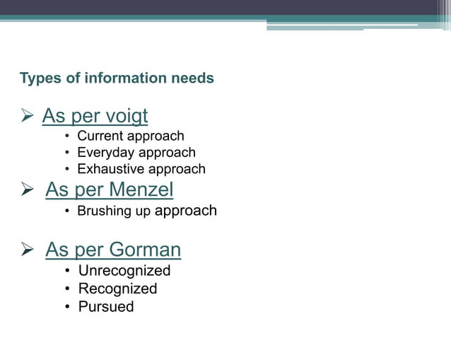 Categories of user and their information needs2 | PPTX