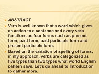 Categories of verb forms a new approach- author.v.mahendiran | PPT