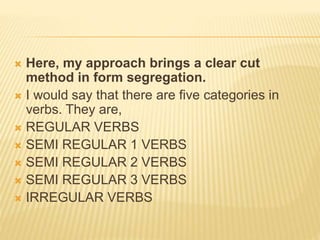 Categories of verb forms a new approach- author.v.mahendiran | PPT