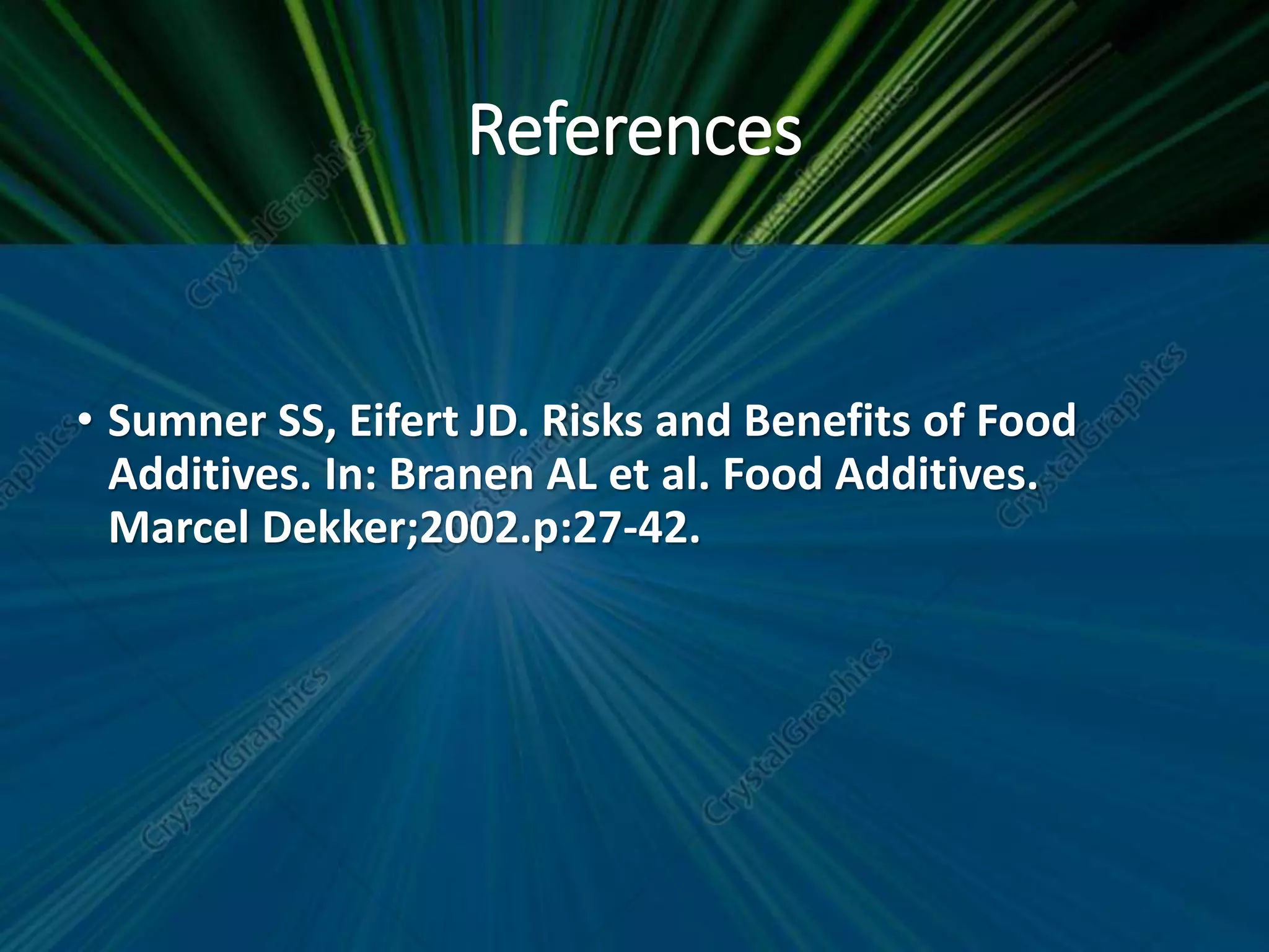 Categorization of risks and benefits (food additives) | PPSX