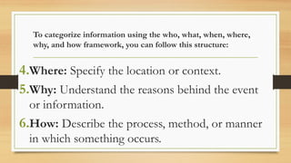Categorize information presented in text or other media formats by ...