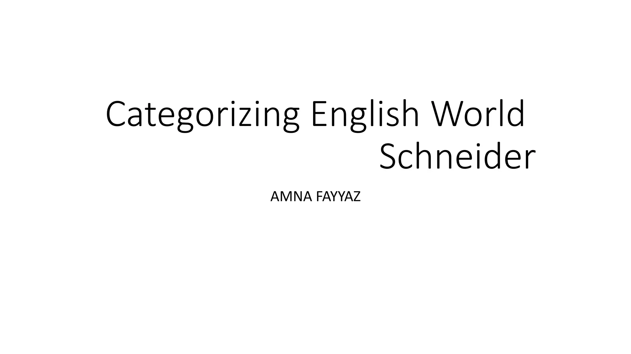 Categorizing English world | PPT