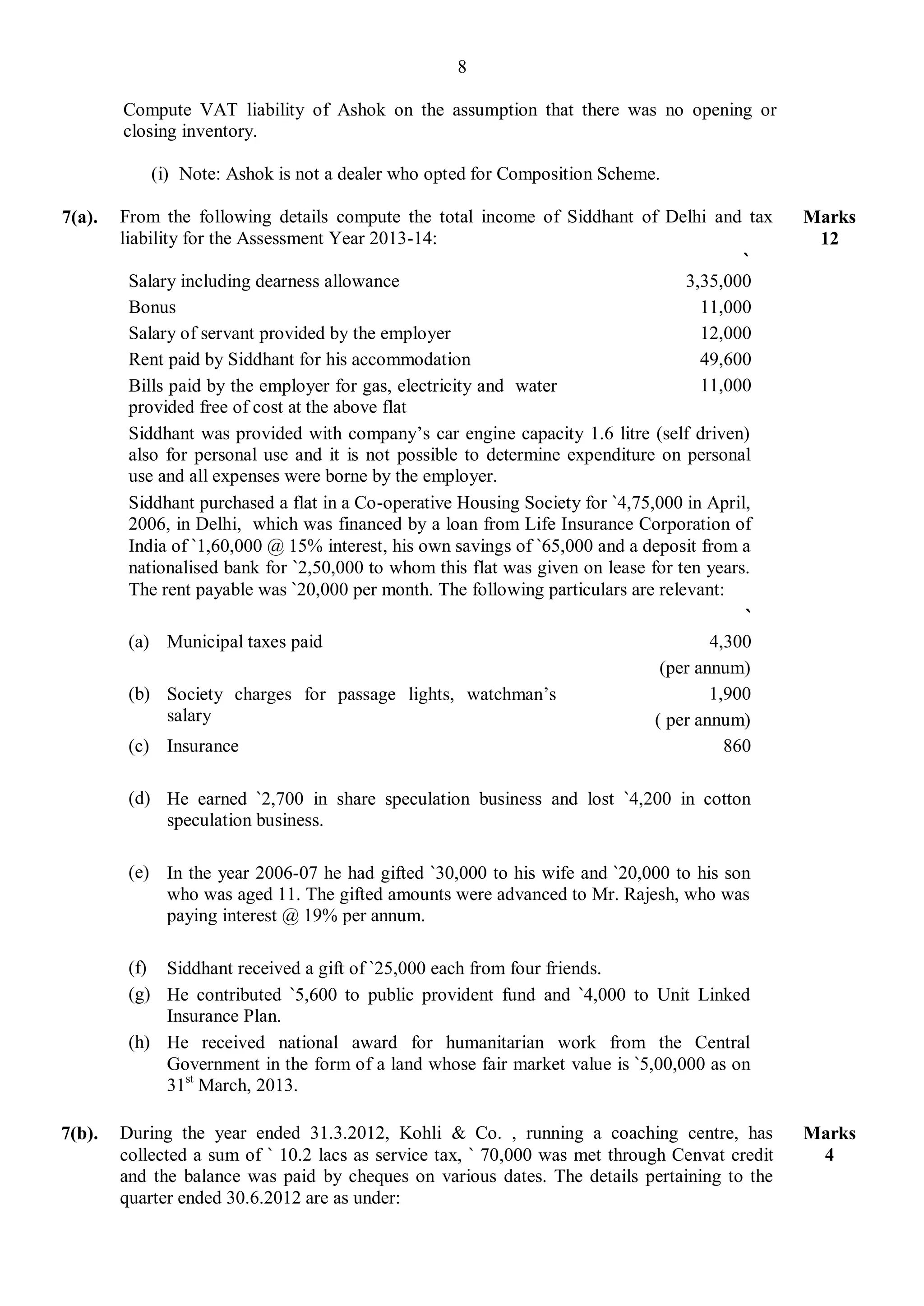 CA IPCC Exam Sample Paper | PDF
