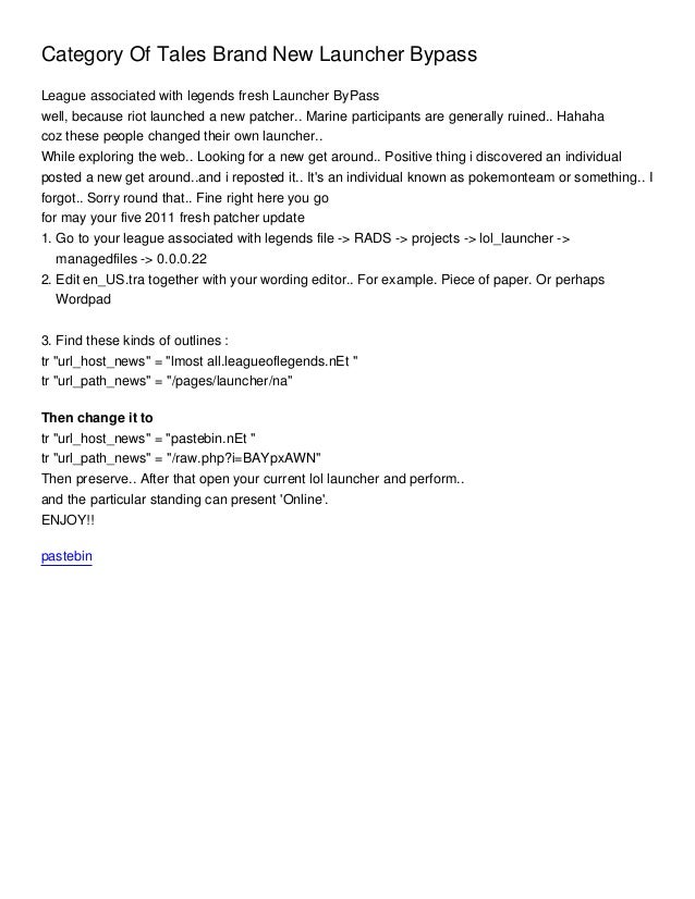 Category Of Tales Brand New Launcher Bypass