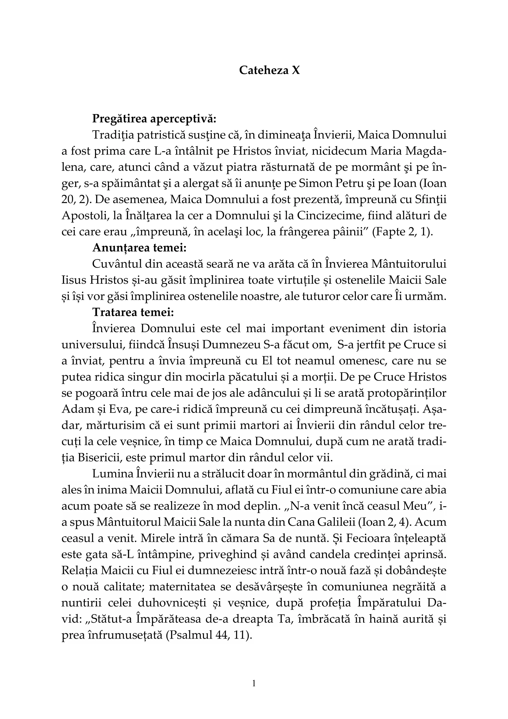 Cateheza 10.pdf. la postul Maicii Domnului | PDF
