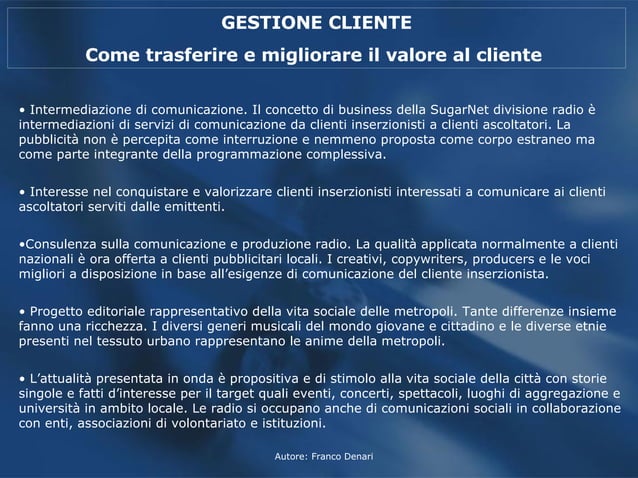Catena Del Valore Denari Franco | PPT
