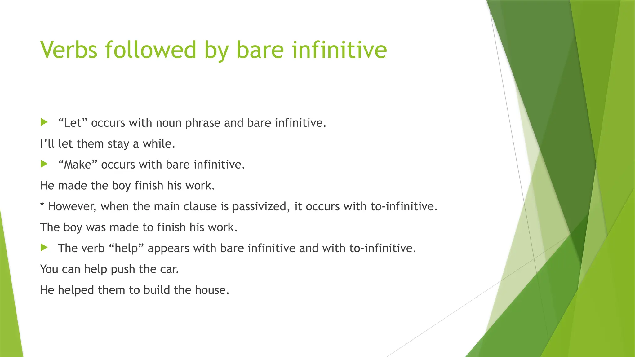 Catenative verb phrases, Special class of verbs of feeling | PPTX