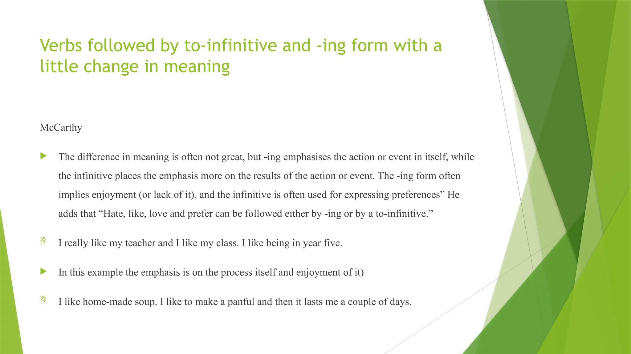 Catenative verb phrases, Special class of verbs of feeling | PPTX