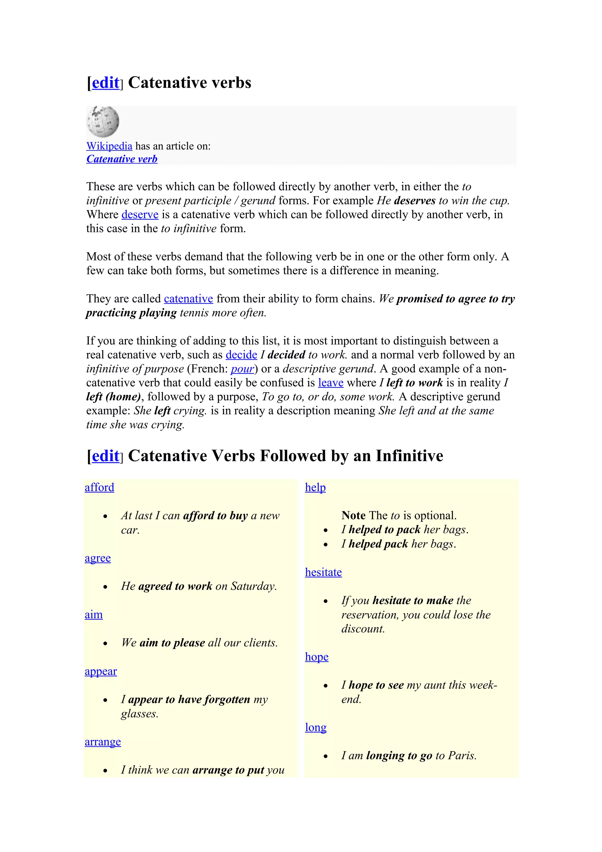 Catenative verbs | DOC