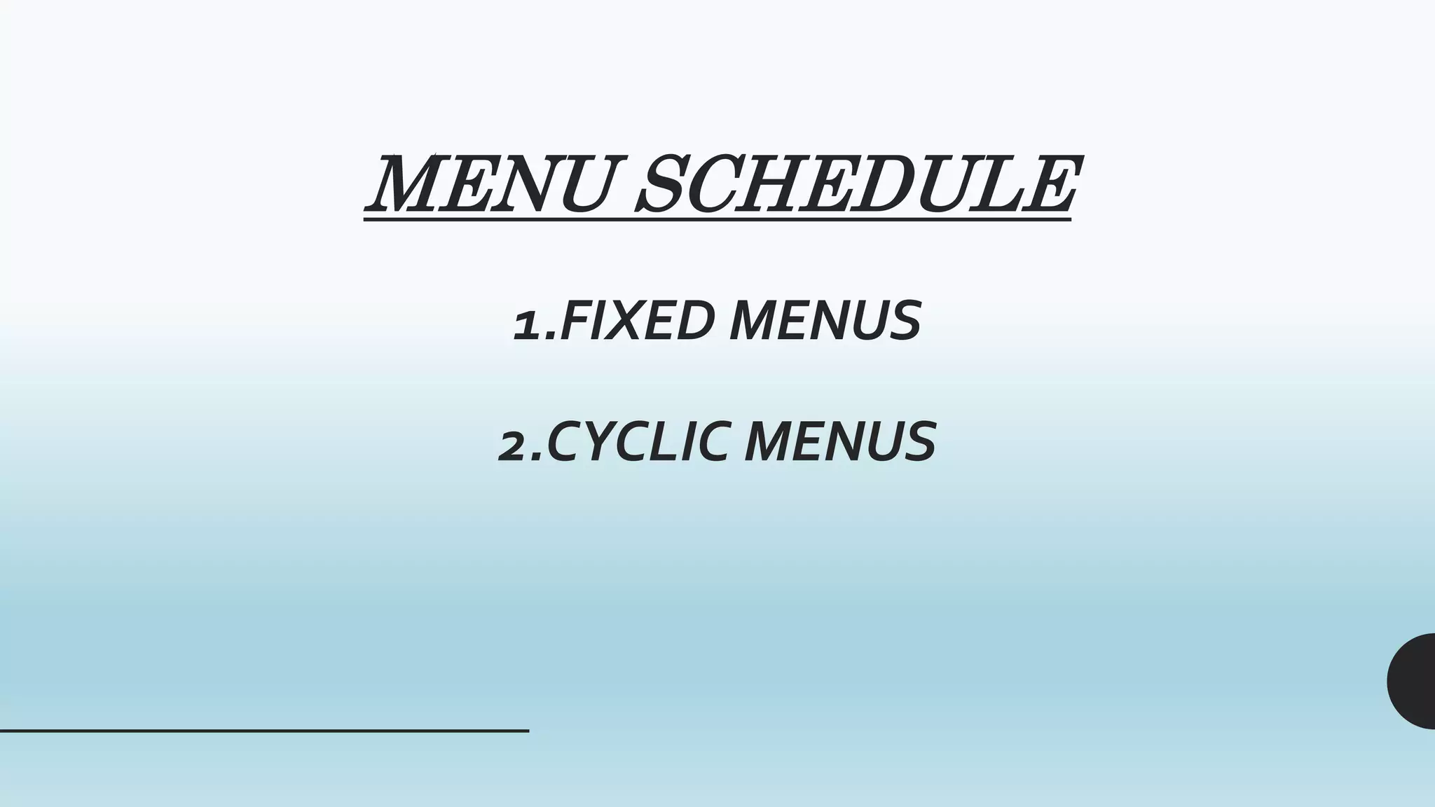 CLASSIFICATION OF MENU | PPTX