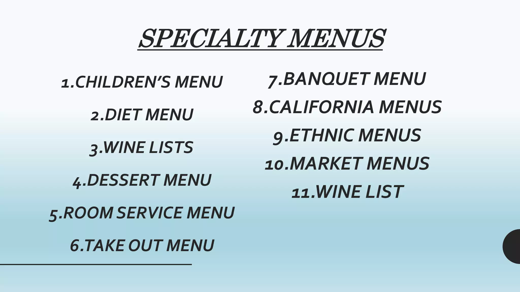 CLASSIFICATION OF MENU | PPTX