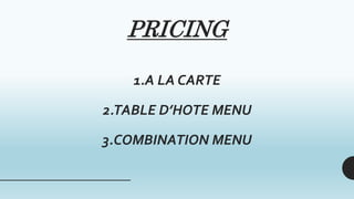 CLASSIFICATION OF MENU | PPTX
