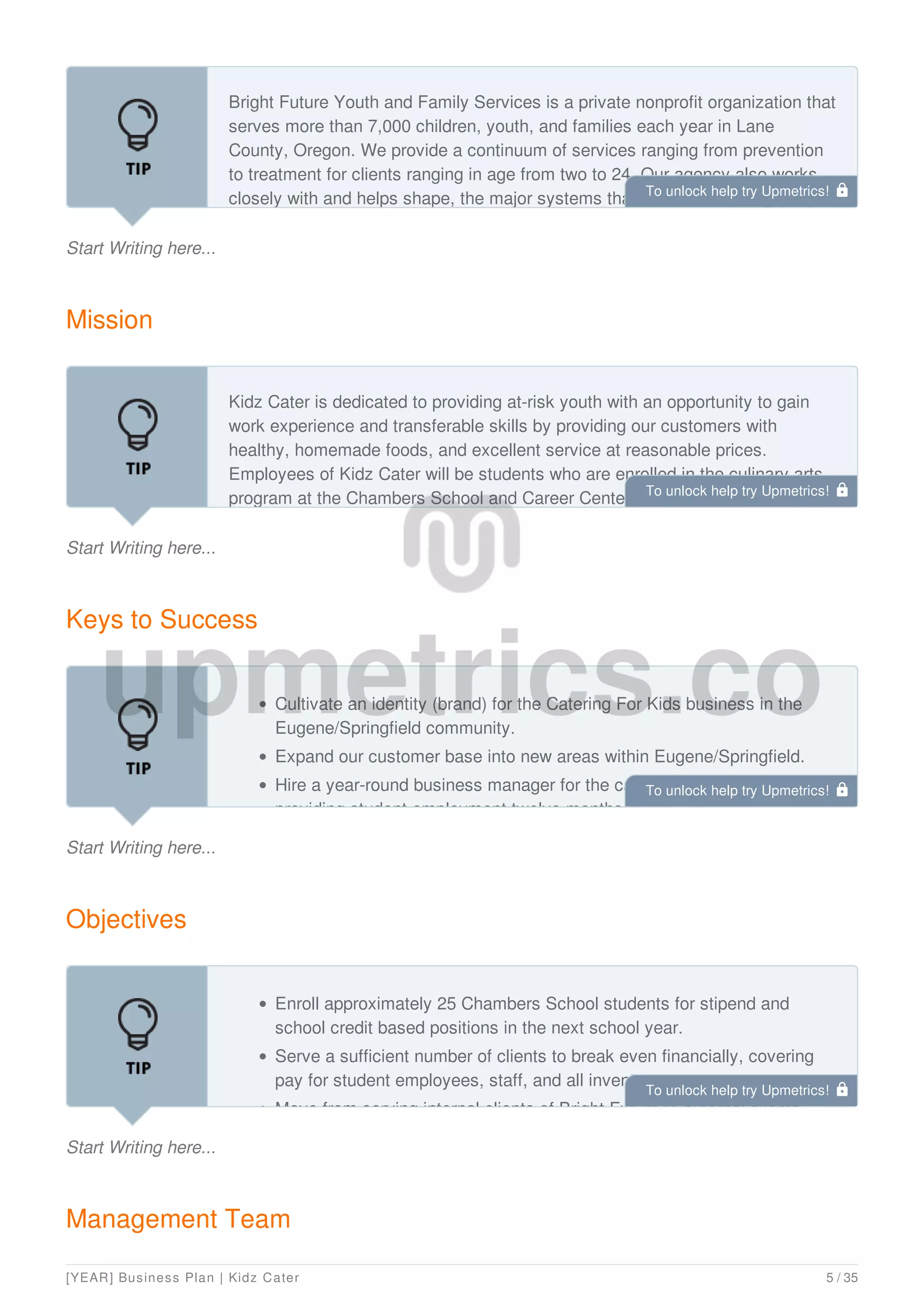 catering business plan example | PDF