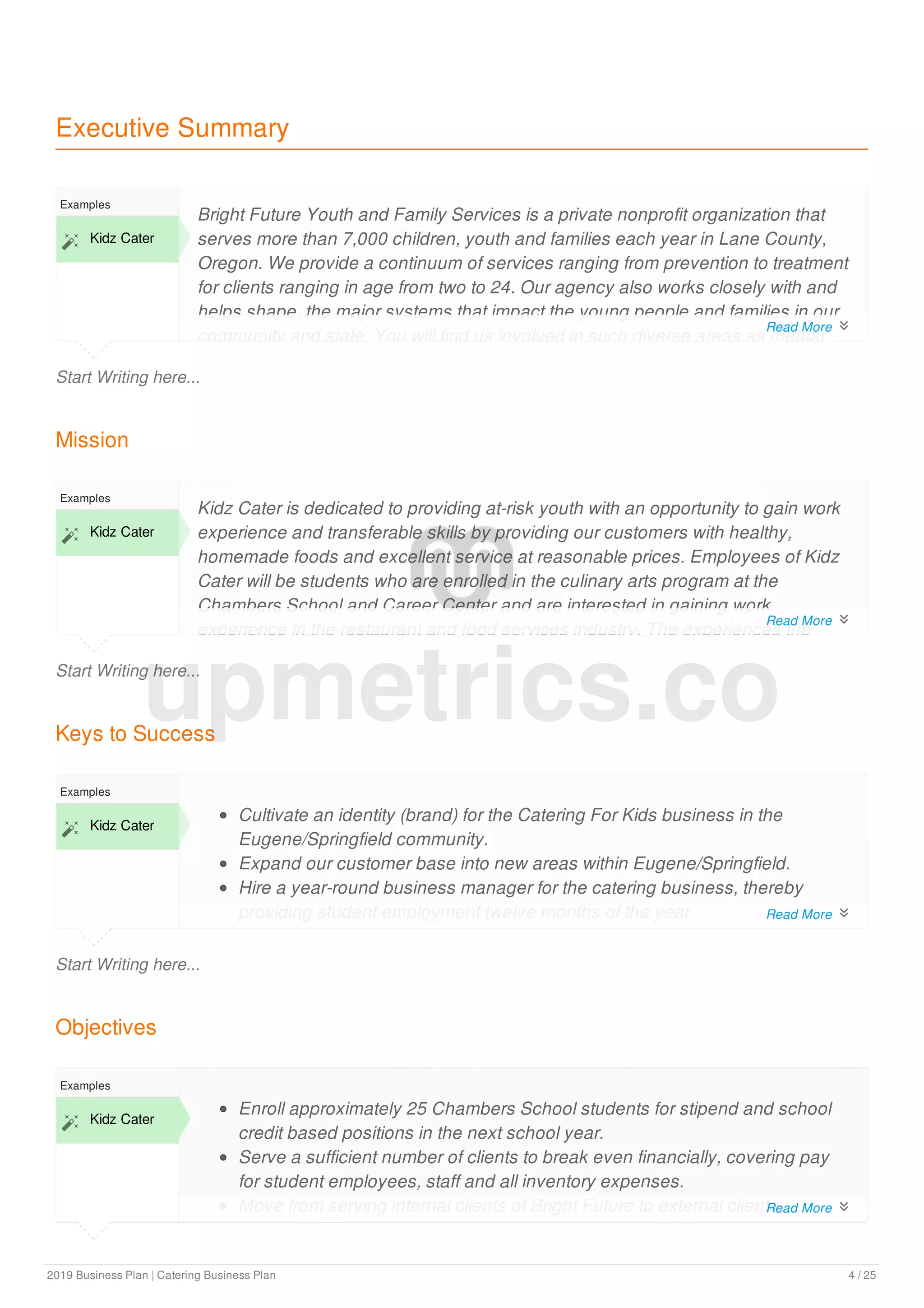 Catering business plan example | PDF