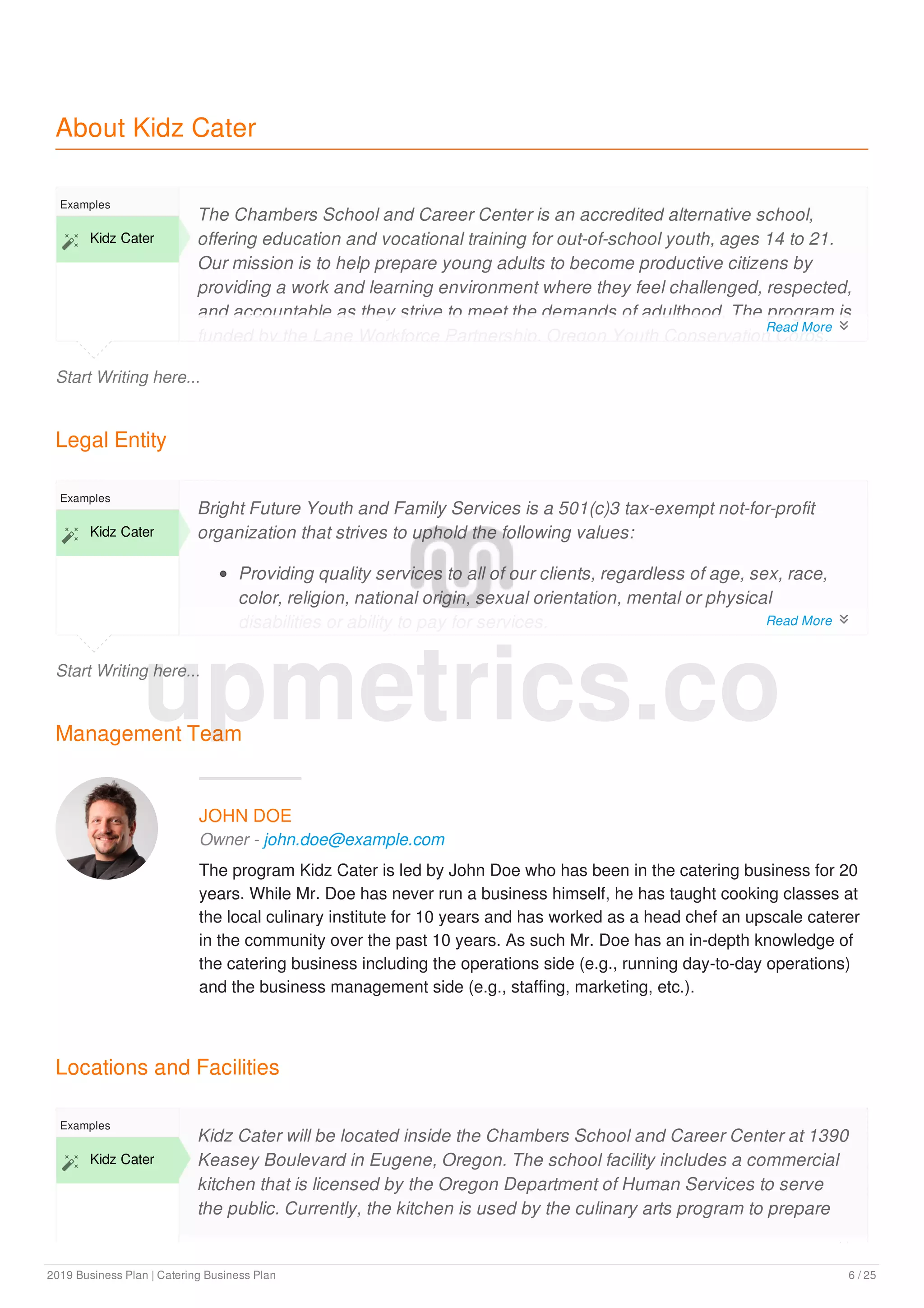 Catering business plan example | PDF