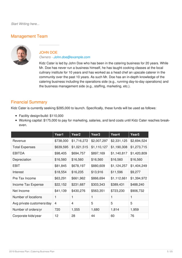 Catering business plan example | PDF | Business Accounting & Finance ...