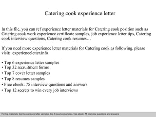 Catering cook experience letter | PPT
