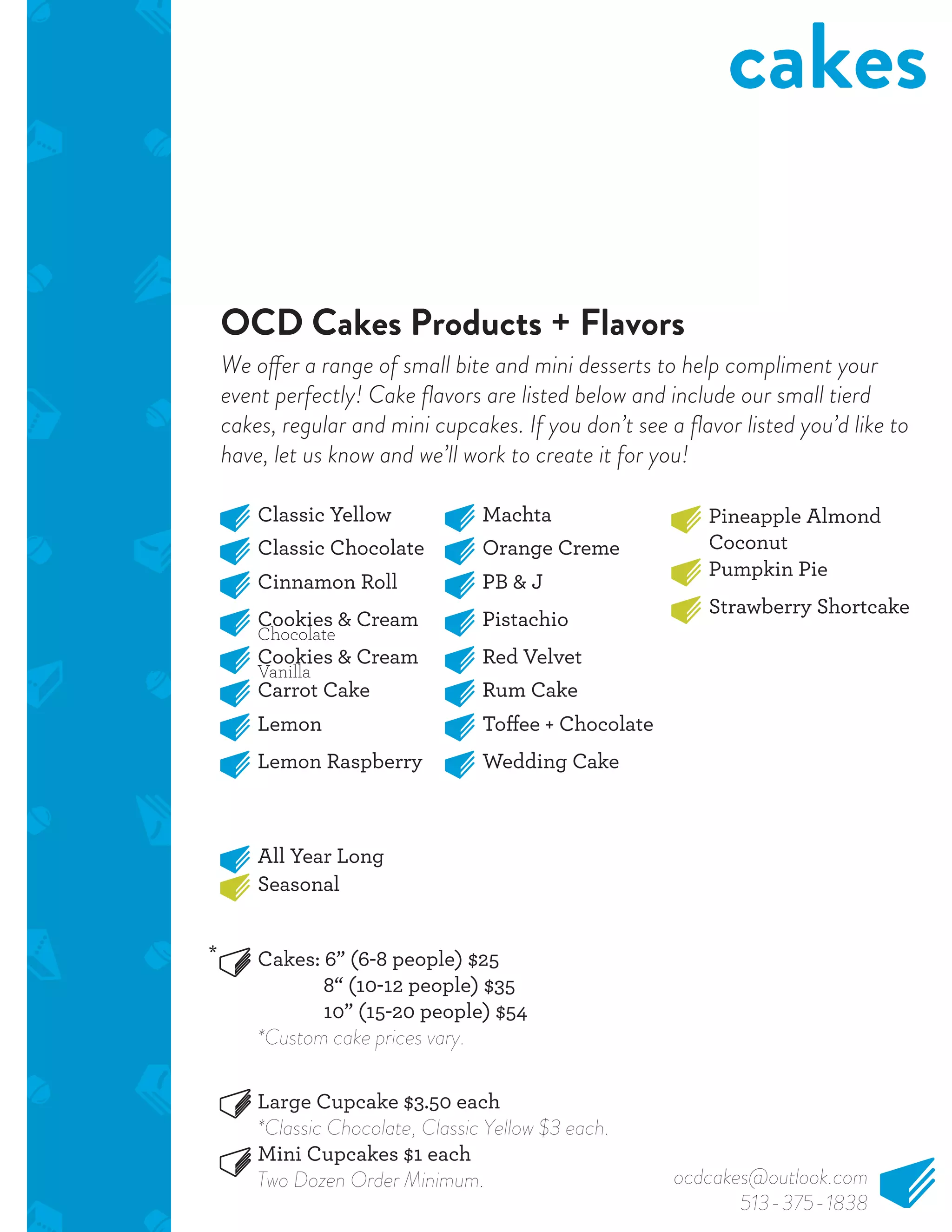 OCD Cakes Catering Menu | PDF