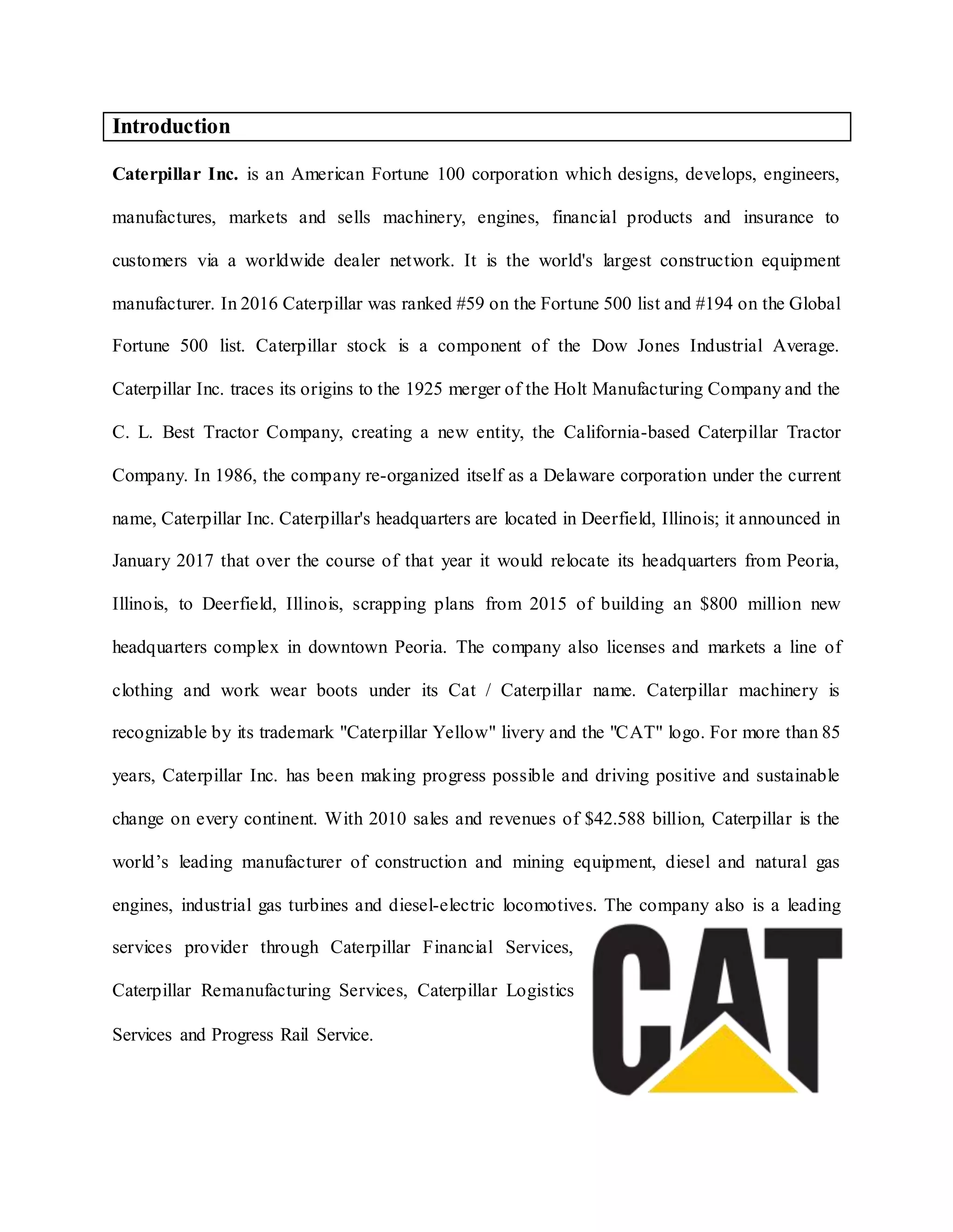 Caterpillar Inc. Overview | DOCX