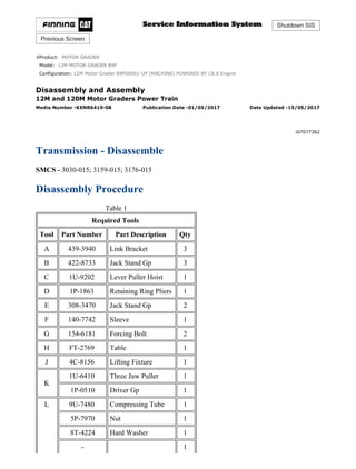 Caterpillar Cat 12M Motor Grader (Prefix B9F) Service Repair Manual ...
