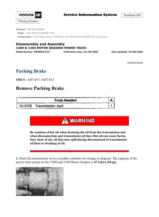 Caterpillar cat 135 h motor grader (prefix 7mm) service repair manual ...