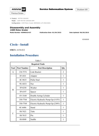 Caterpillar Cat 140M Motor Grader (Prefix B9M) Service Repair Manual ...