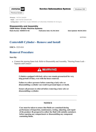 Caterpillar Cat 160M Motor Grader (Prefix B9E) Service Repair Manual ...