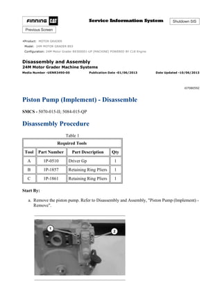 Caterpillar cat 24 m motor grader (prefix b93) service repair manual ...