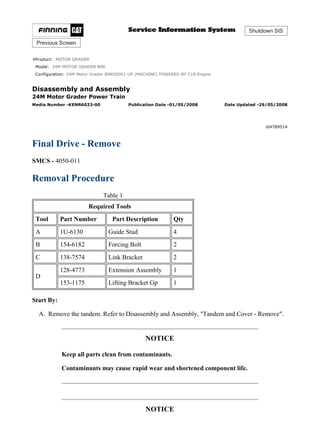 Caterpillar cat 24 m motor grader (prefix b9k) service repair manual ...