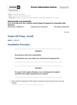 Caterpillar cat 303.5 e2 mini hydraulic excavator (prefix jwy) service ...