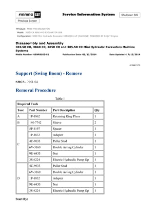 Caterpillar Cat 305D Mini Hydraulic Excavator (Prefix XER) Service ...