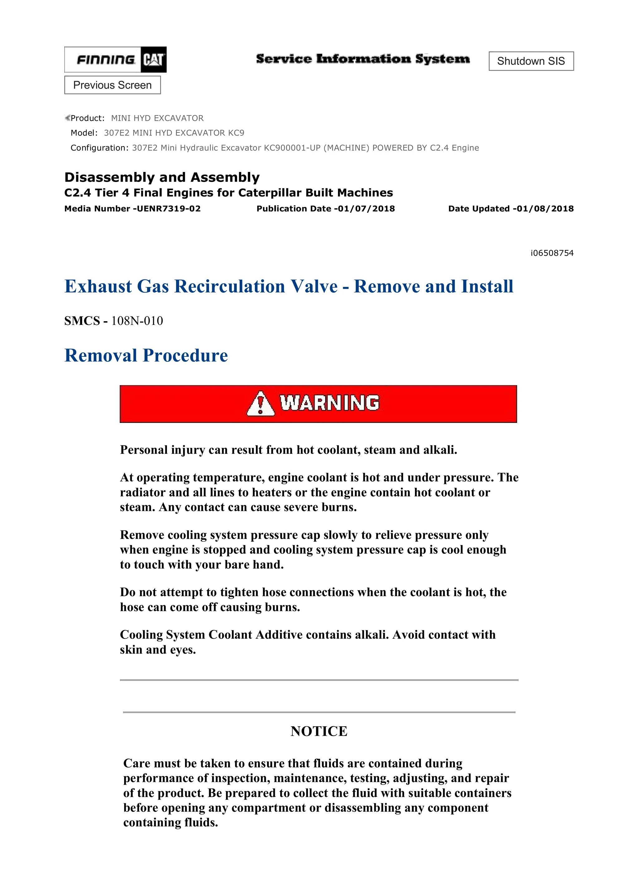 Caterpillar Cat 307E2 Mini Hydraulic Excavator (Prefix KC9) Service Repair Manual (KC900001 and ...