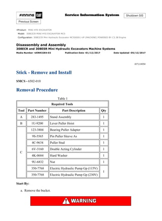 Caterpillar Cat 308E2CR Mini Hydraulic Excavator (Prefix MC5) Service ...