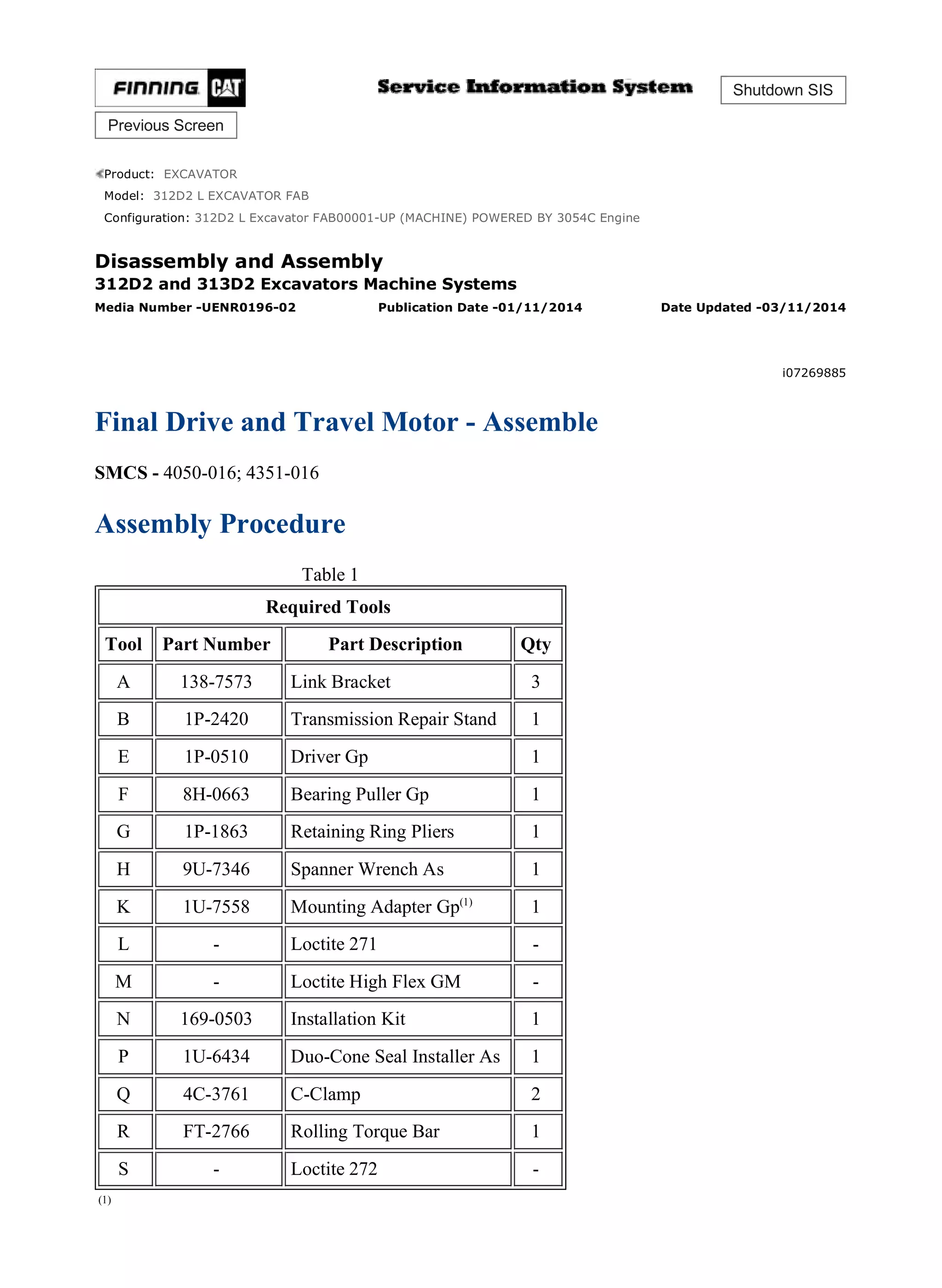 Caterpillar Cat 312D2 L Excavator (Prefix FAB) Service Repair Manual ...