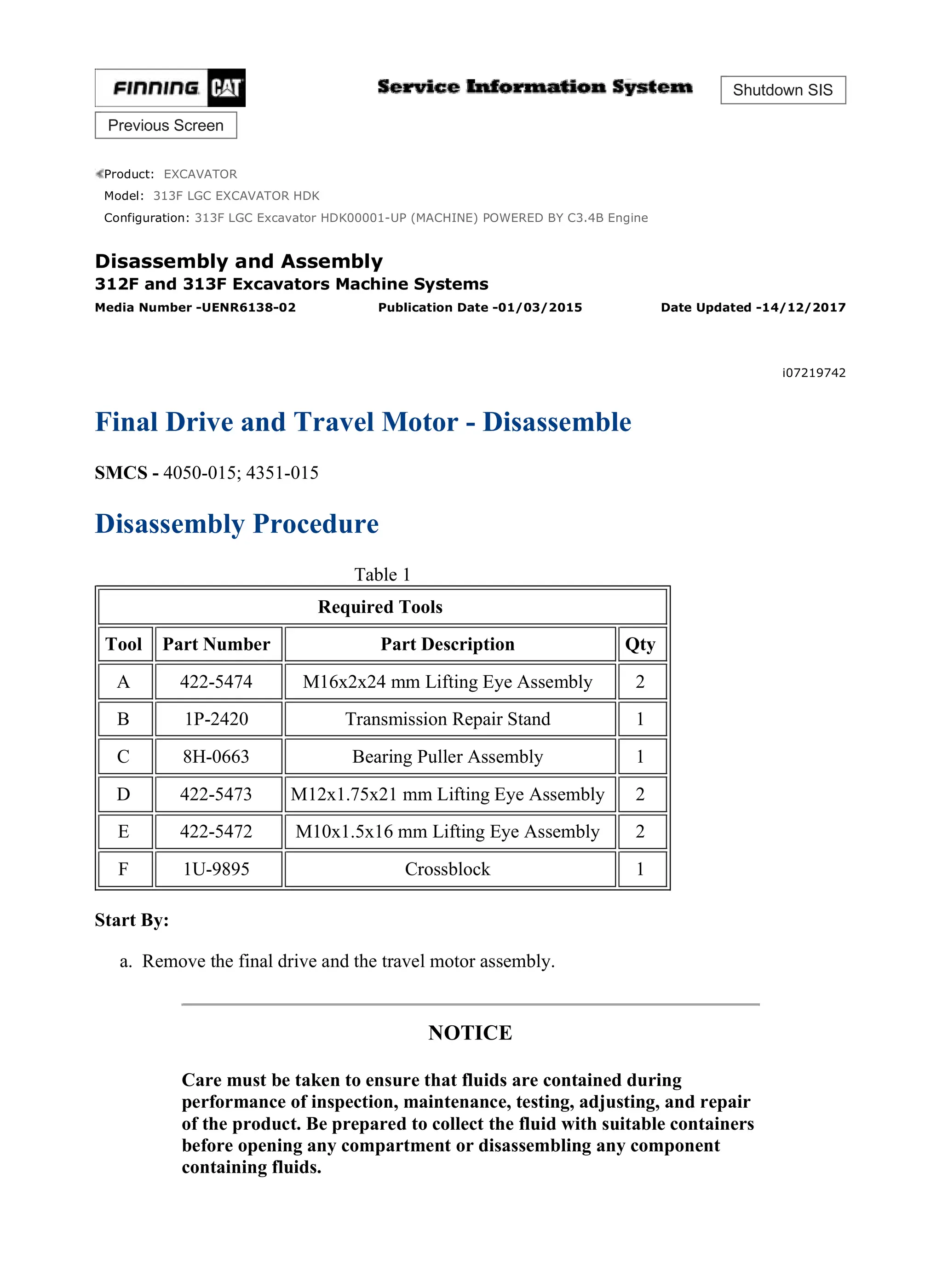 Caterpillar Cat 313F LGC Excavator (Prefix HDK) Service Repair Manual ...