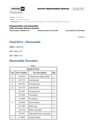 Caterpillar Cat 318C Excavator (Prefix GPA) Service Repair Manual ...