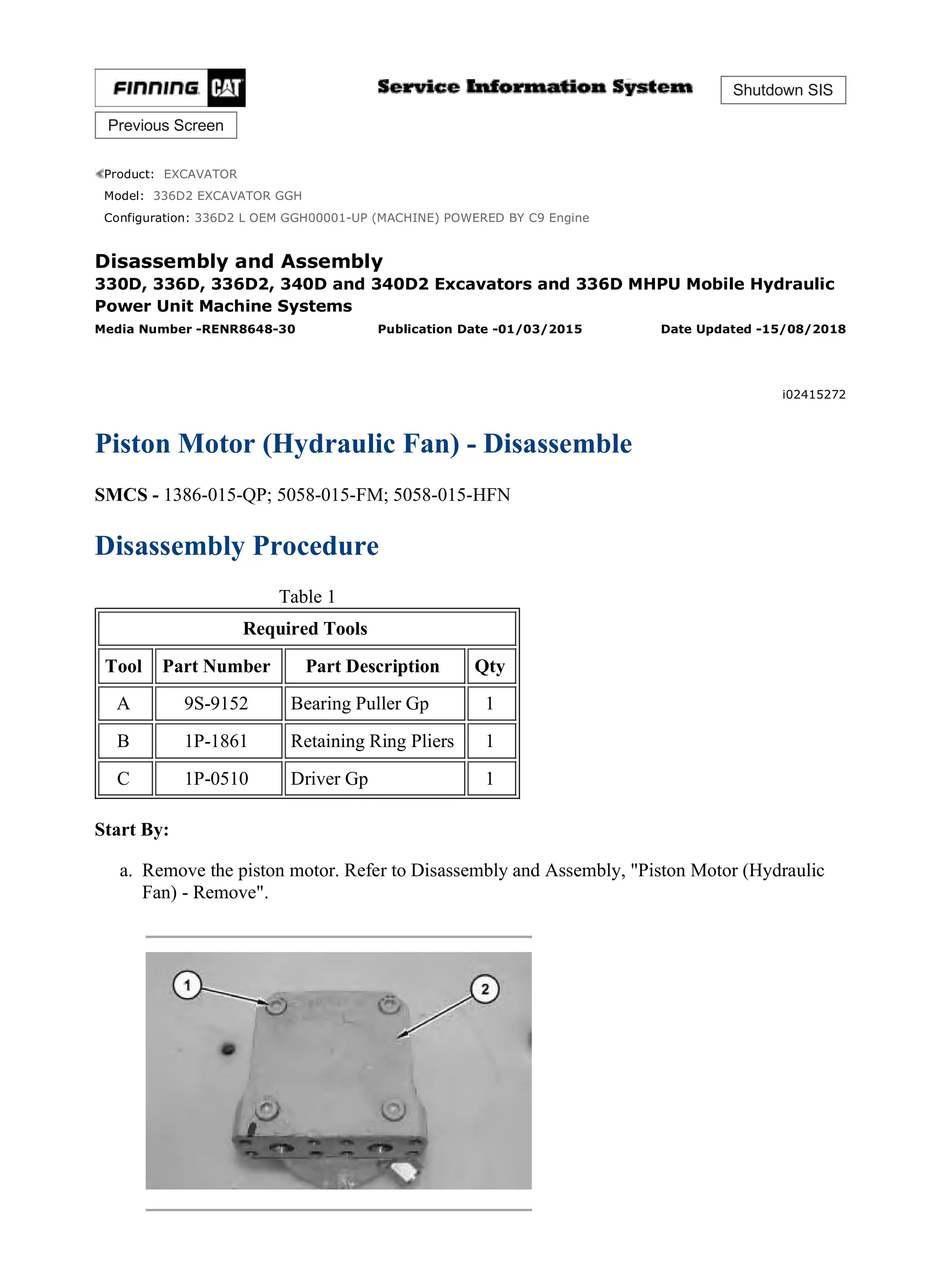 Caterpillar cat 336D2 L OEM GGH00001-UP excavator service repair manual.pdf