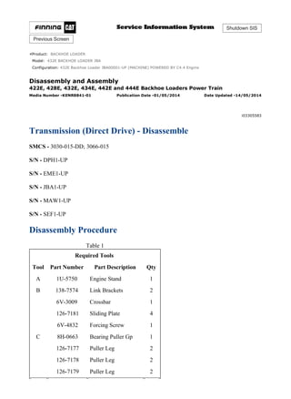 Caterpillar Cat 432E BACKHOE LOADER (Prefix JBA) Service Repair Manual ...