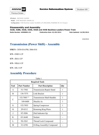Caterpillar Cat 434E BACKHOE LOADER (Prefix SJL) Service Repair Manual ...