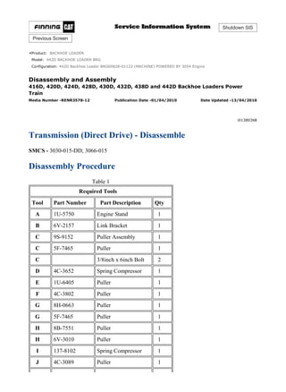 Caterpillar Cat 442D Backhoe Loader (Prefix BRG) Service Repair Manual ...