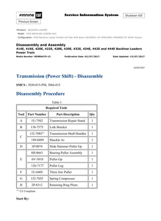 Caterpillar cat 442 e backhoe loader (prefix gkz) service repair manual ...