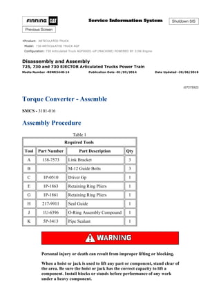 Caterpillar Cat 730 Articulated Truck (Prefix AGF) Service Repair ...