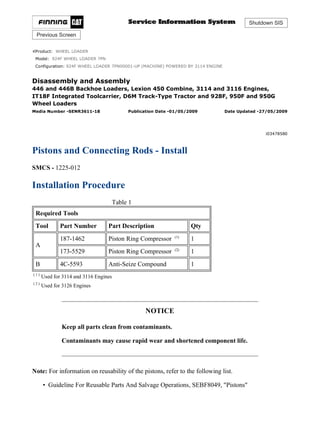 Caterpillar Cat 924F WHEEL LOADER (Prefix 7PN) Service Repair Manual ...