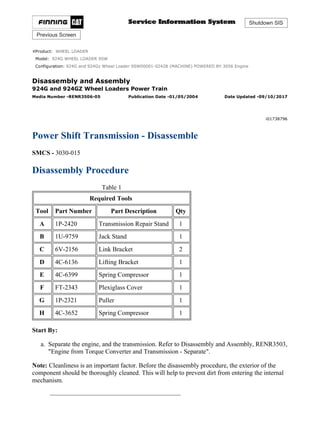 Caterpillar Cat 924Gz Wheel Loader (Prefix 9SW) Service Repair Manual ...