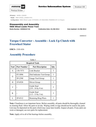 Caterpillar Cat 980K Wheel Loader (Prefix W7K) Service Repair Manual ...