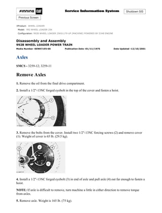 Caterpillar Cat 992B WHEEL LOADER (Prefix 25K) Service Repair Manual ...