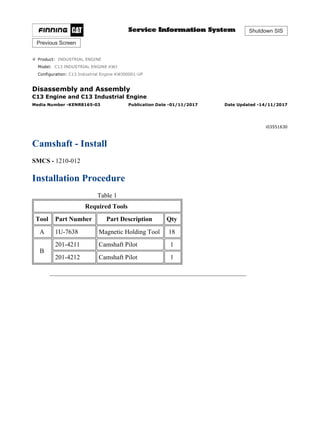 Caterpillar cat c13 industrial engine (prefix kwj) service repair ...